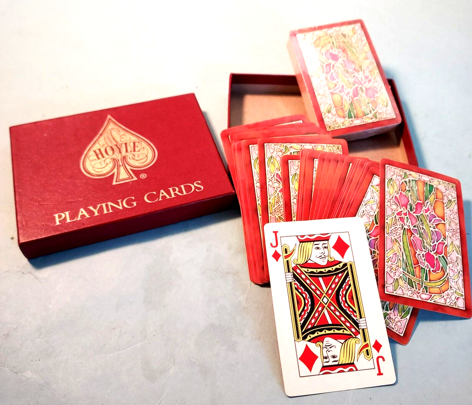 Vintage Hoyle Double Deck Playing Cards Stain Glass Floral Design ...