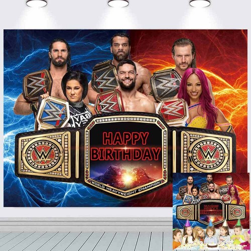 WWE Birthday Backdrop Party Supplies Theme Party Decorations Vinyl ...