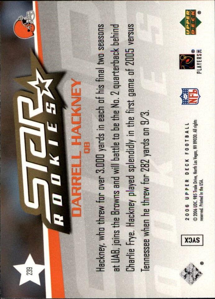 2006 Upper Deck #239 Darrell Hackney RC Rookie Card | eBay
