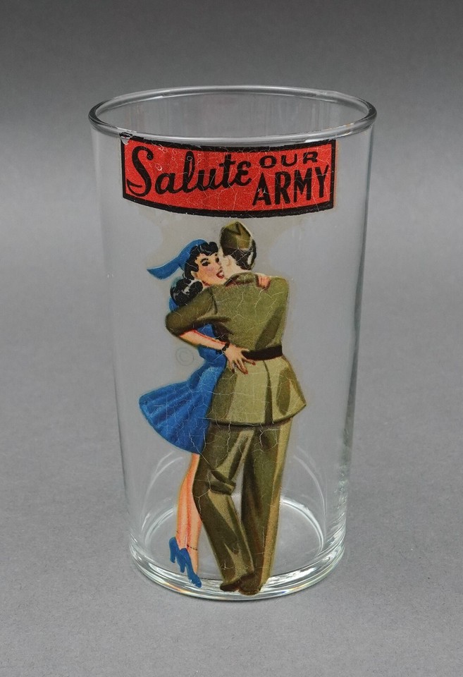 WWII Homefront Military Peek A Boo Pin Up Risqué Girlie Barware Glasses ...