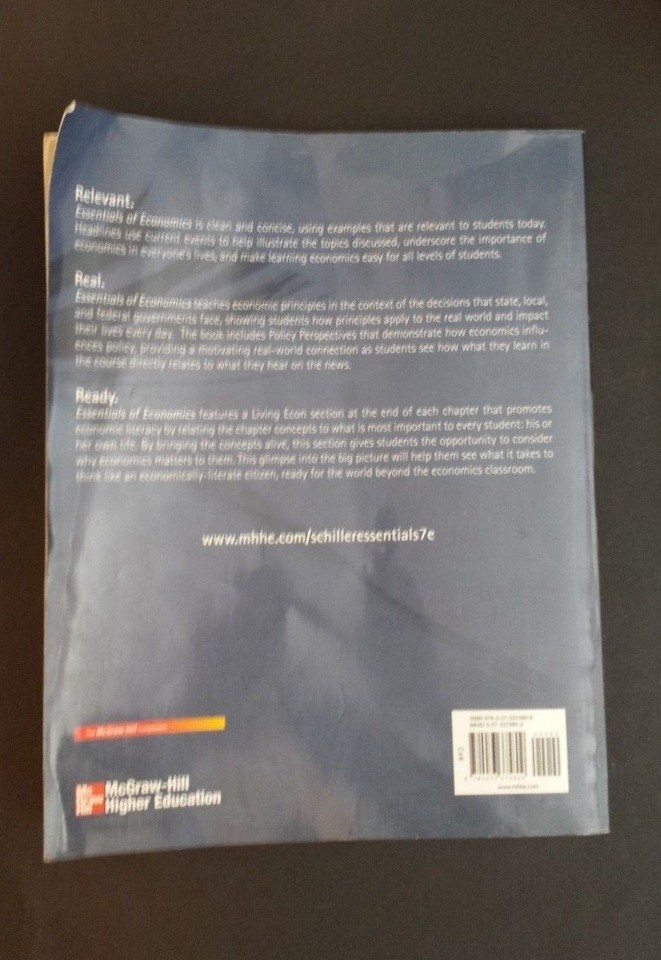 Essentials of Economics 7e By Bradley R. Schiller 9780073375809| eBay