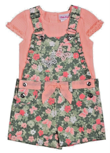 Little Lass NWT 3T 2 Piece Floral Butterfly Overall Set | eBay