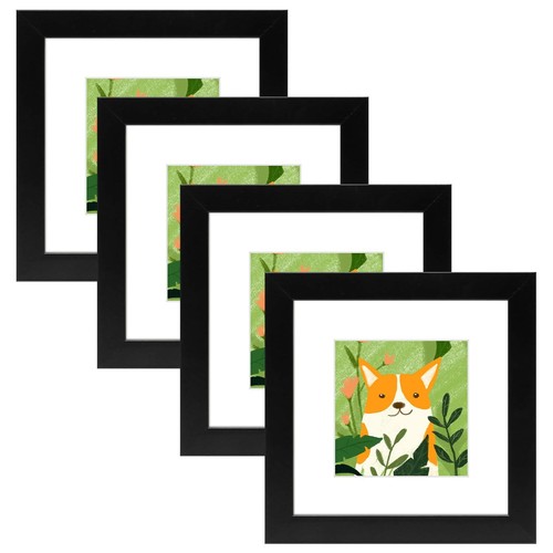 , 6x6 Black Photo Frame-Display Photos 4x4 with White Mat or 6x6 ...