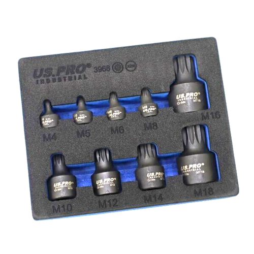 US PRO Industrial Stubby Impact XZN Spline Bit Socket Set M4-M18 3968 ...