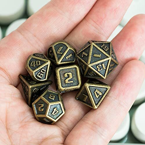 10mm Mini Metal DND Dice Set 7-Die Polyhedral RPG Dice for Mini Dice ...