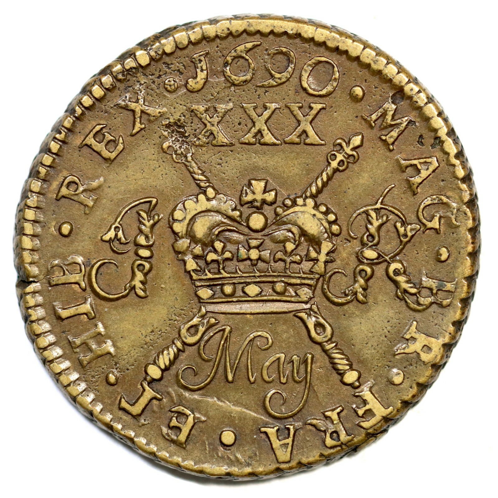 1690 May James II Irish Gun Money Colonial Copper Coin | eBay