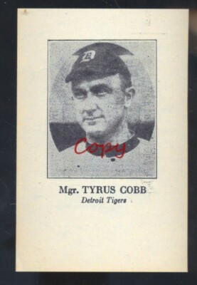 MANAGER TYRUS TY COBB DETROIT TIGERS BASEBALL TEAM POSTCARD COPY SPORTS ...