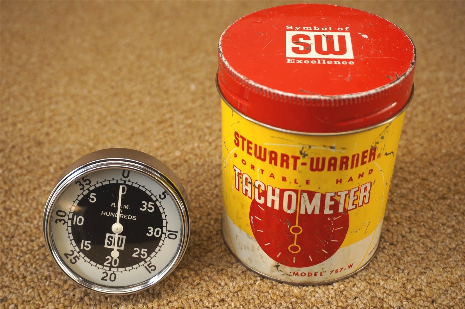 NOS Vintage Stewart Warner Hand Held Tachometer w/ Original Box 757-W ...