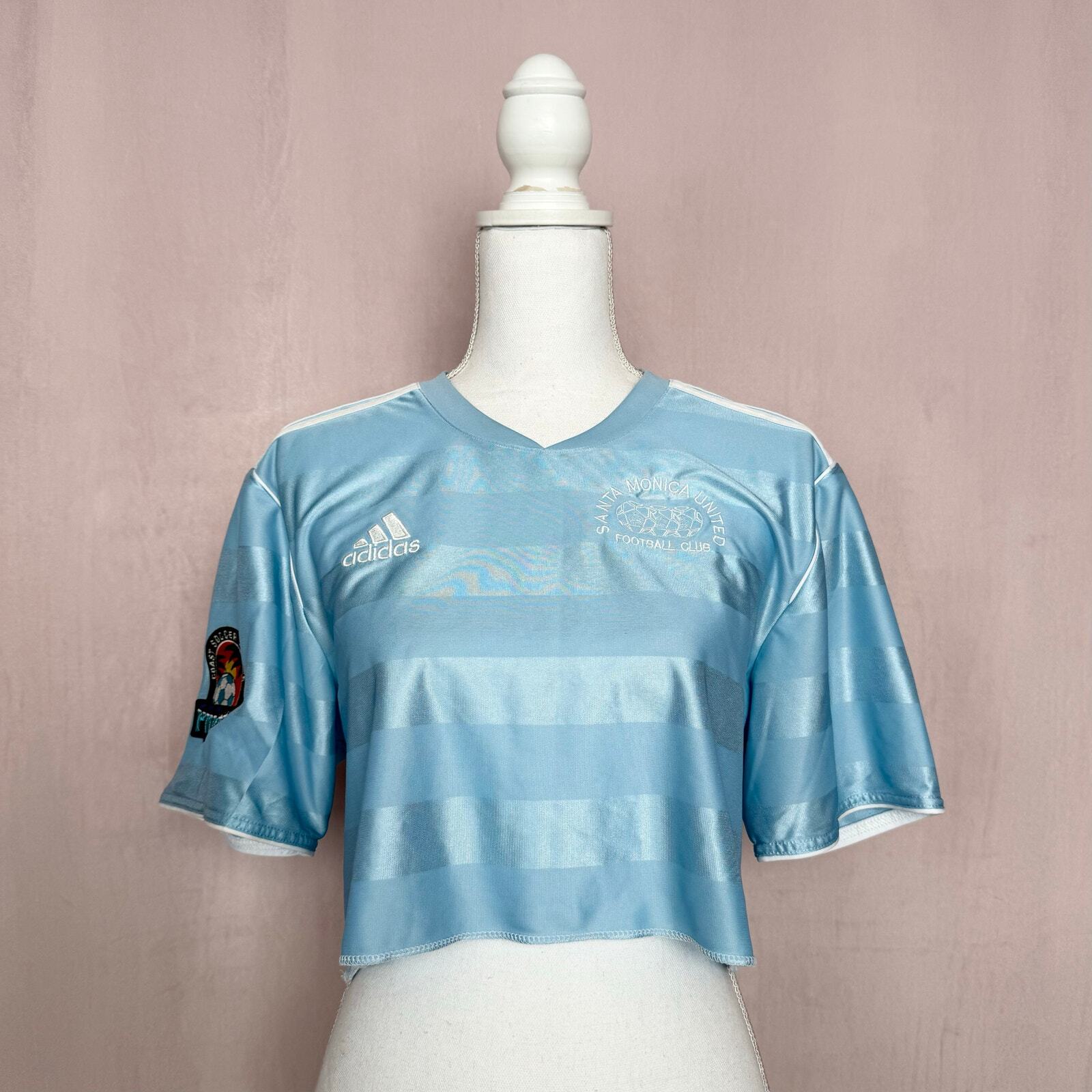 Reworked Adidas Crop Soccer Jersey, Size Large - Gem