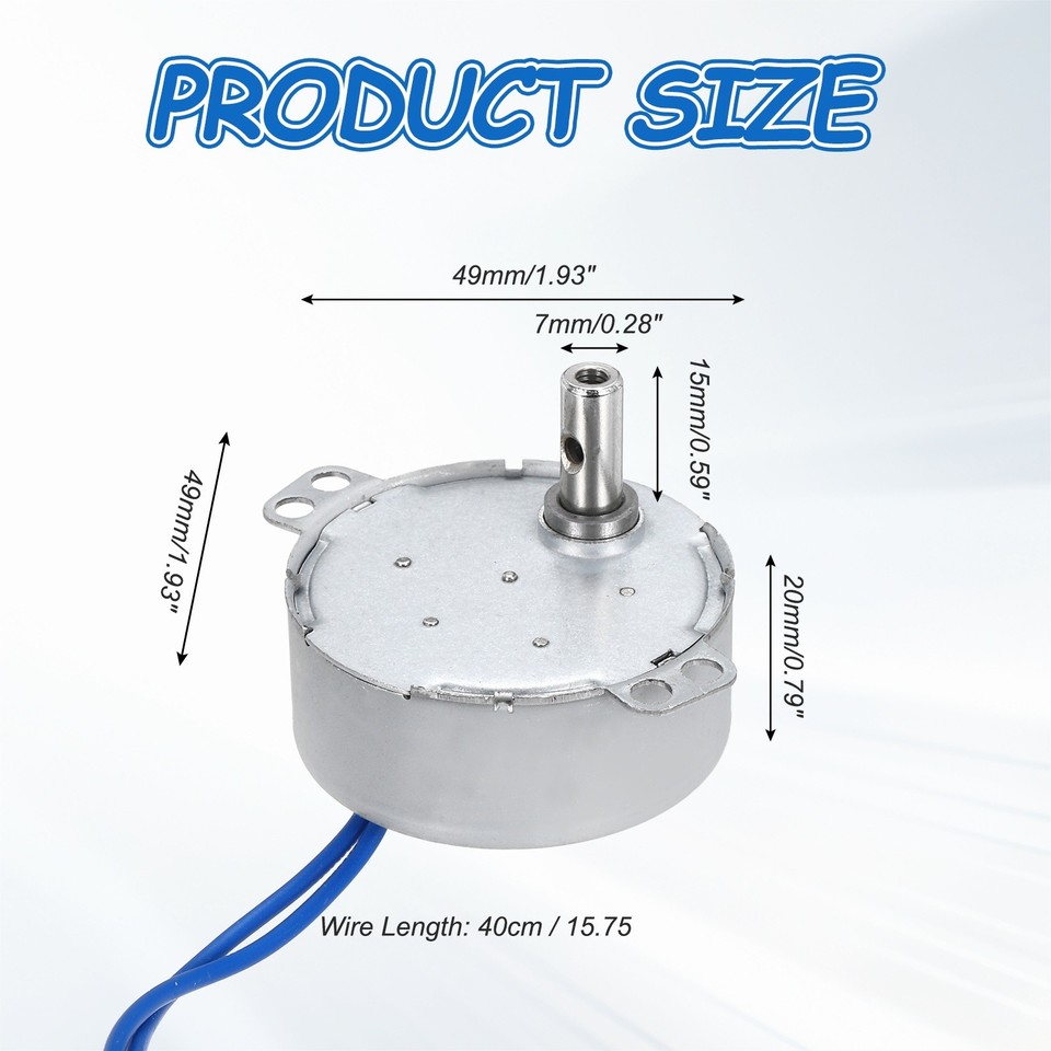Low Speed Synchronous Motor, AC100-127V 50/60Hz 4-4.8 RPM CW/CCW 4W ...