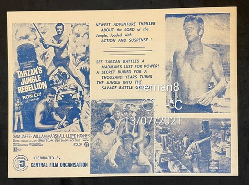 1970 Malaya English movie flyer Tarzan's Jungle Rebellion Ron Ely | eBay