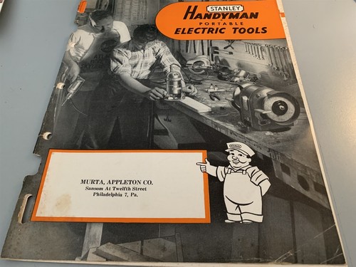 1954 Stanley Handyman Electric Tools Catalog, Drills, Grinder Plane ...