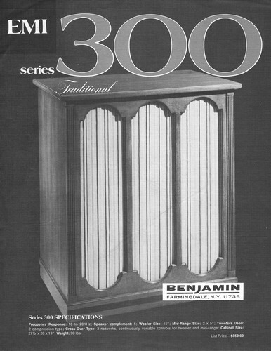 Orig Benjamin EMI Model 300 Speakers 2 pg Product Sales Brochure w ...