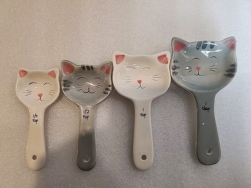 World Market Cat Kitten Kitty Ceramic Measuring Spoons | eBay