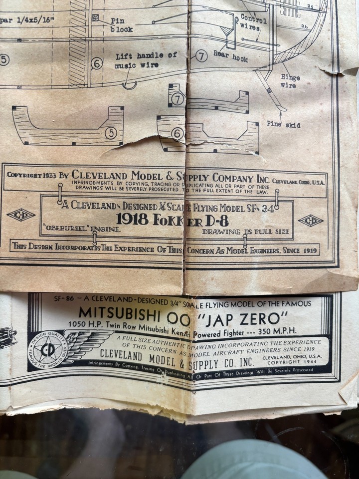 2 Cleveland designed balsa flying models. 1918 Focker D-8 Mitsubishi "Jap Zero" | eBay