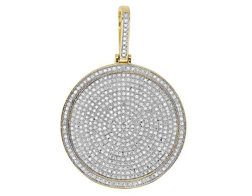 Men's 10K Yellow Gold Round Medallion Real Diamond Charm Pendant 1 CT 1 ...