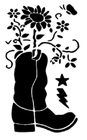 Stencils N Stuff COWBOY BOOT FLOWERS Western Country Stencil Template 7 ...