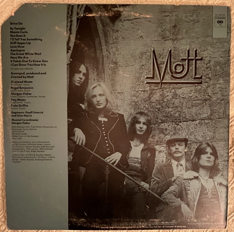 Mott ‎– Drive On Vinyl, LP 1975 Columbia ‎– PC 33705 WHITE LABEL PROMO ...