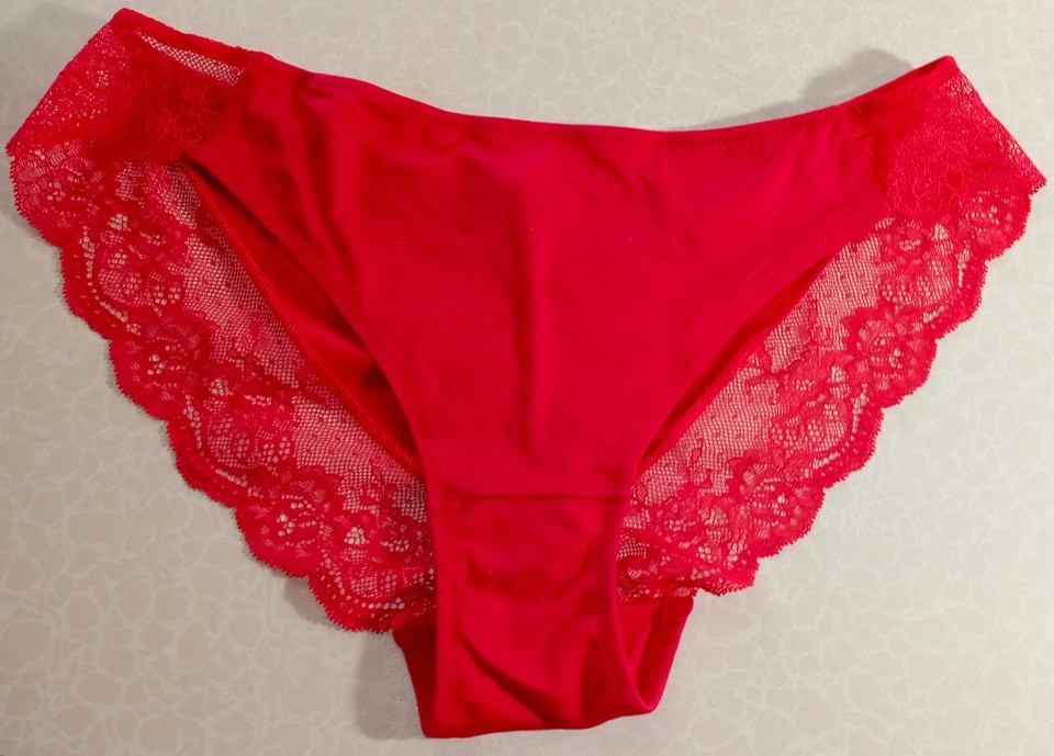 RUBY RED NYLON SPANDEX & LACE TANGA PANTY 7/L~NWT | eBay