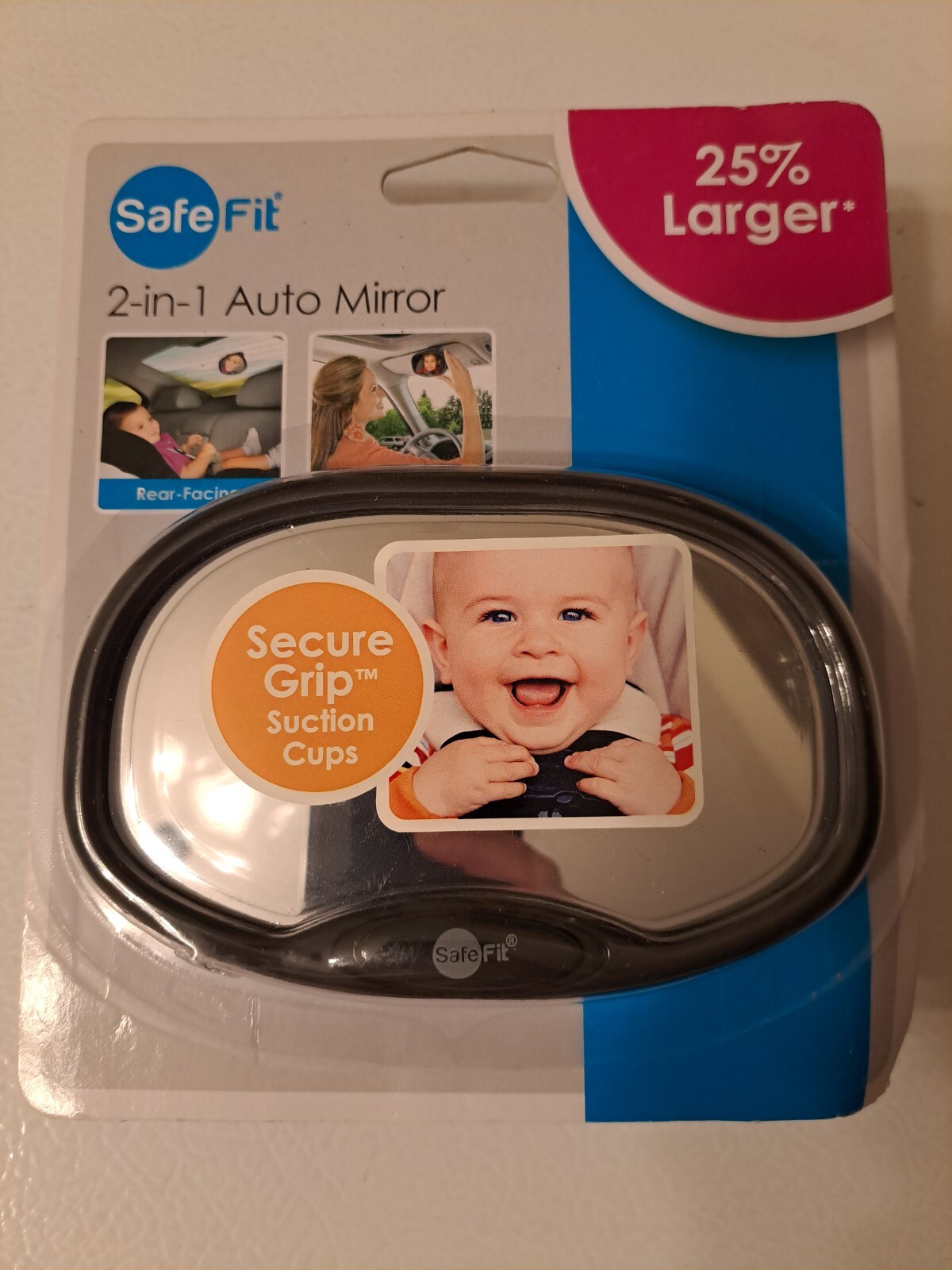 SafeFit 2-in-1 Auto Mirror 25% Larger New In Package | eBay