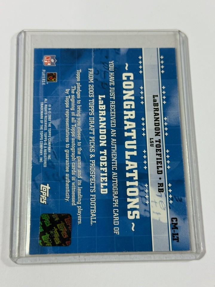 2003 Topps Draft Picks & Prospects CM-LT LaBrandon Toefield Class Marks ...