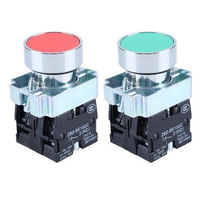 2 PCS 22mm Momentary Push Button Switch 1NO 1NC Red 1NO 1NC Green Start ...