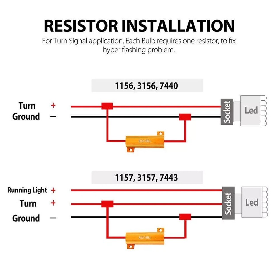 4pcs Load Resistor 50W 6RJ 6ohm LED Decoder FIX Hyper Flash Turn Signal ...