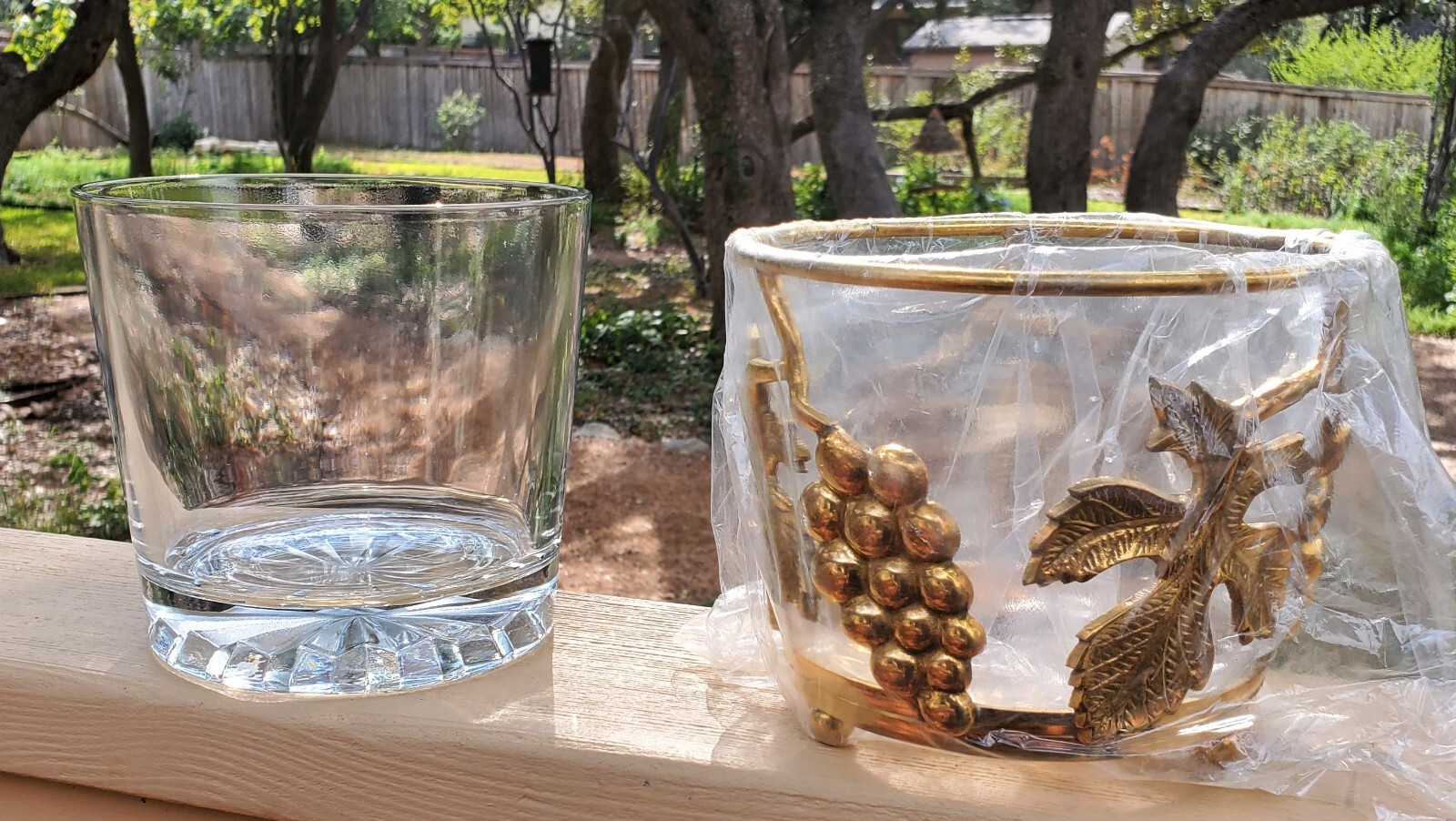 VTG Menagerie Eden Ice Bucket Brass Stand Grape Motif + Cut Glass NEW ...