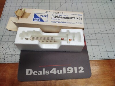 BD Yale 50cc 50mL Glass Reuseable Graduated Syringe w/ Metal Luer Lok ...