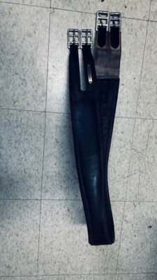 Brown CONTOURED Leather English GIRTH Elastic and Split Ends VGC* 54 ...