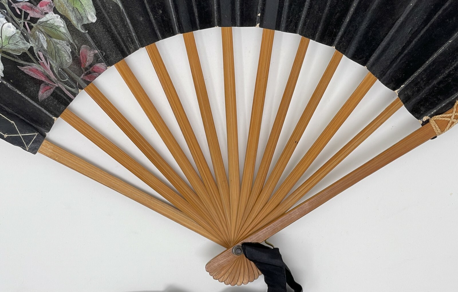 Antique! Japanese Style Paper w/ Wooden Spokes HAND FAN Beautiful ...