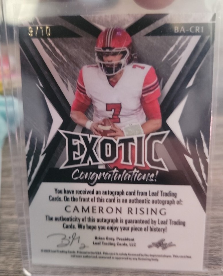 2023 Leaf Exotic CAMERON RISING Rookie Auto Autograph 9/10 - Utah Utes ...