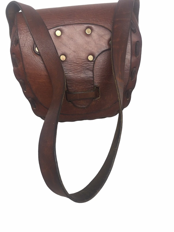 Vintage 60’s,70's Hard Leather Saddle Bucket Shoulder Bag Purse Boho ...