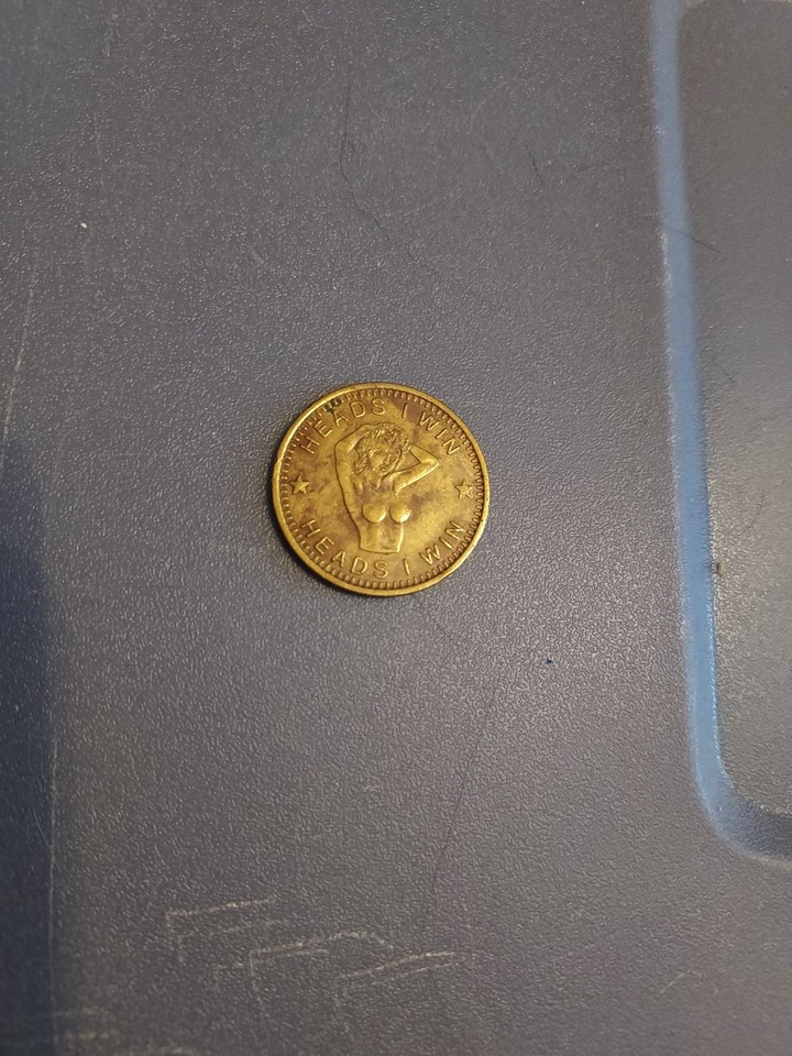 Vintage Heads I Win Tails You Lose Token Coin Rare Short Curly Hair ...