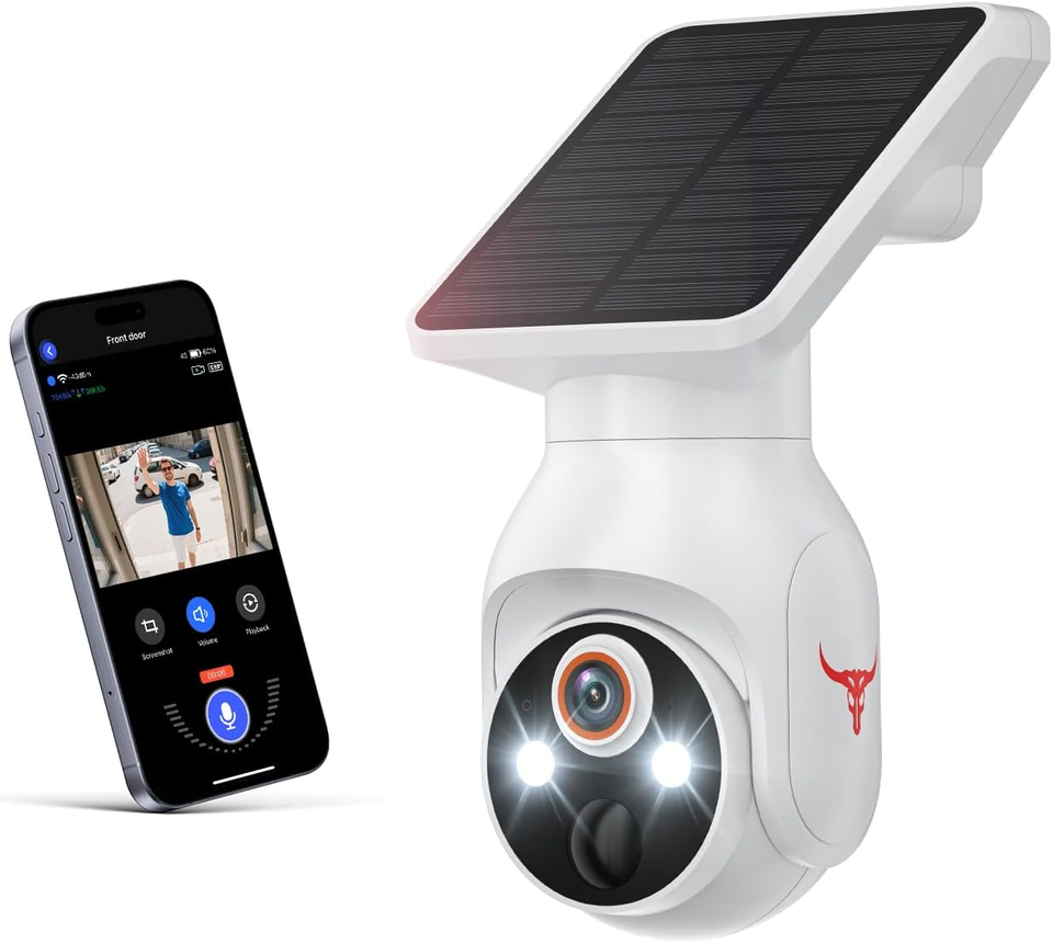 1080P Wireless Security Camera with Solar Panel, AI Human Detection, 2 ...