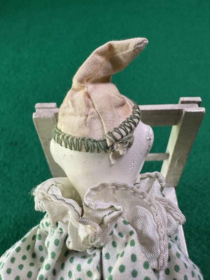 1930s Schoenhut Humpty Dumpty Toy Circus Wood CLOWN 7" Green PolkaDot ...