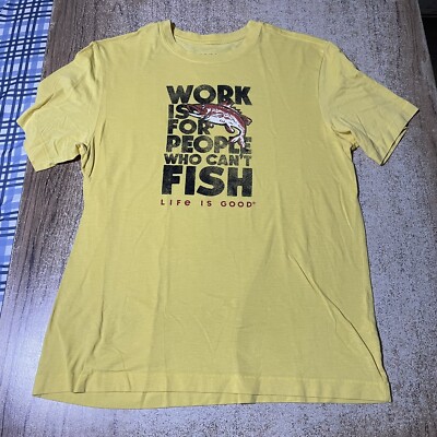 Life Is Good Cool Tee Fishing Mens Tee Shirt Size M #28723 | eBay