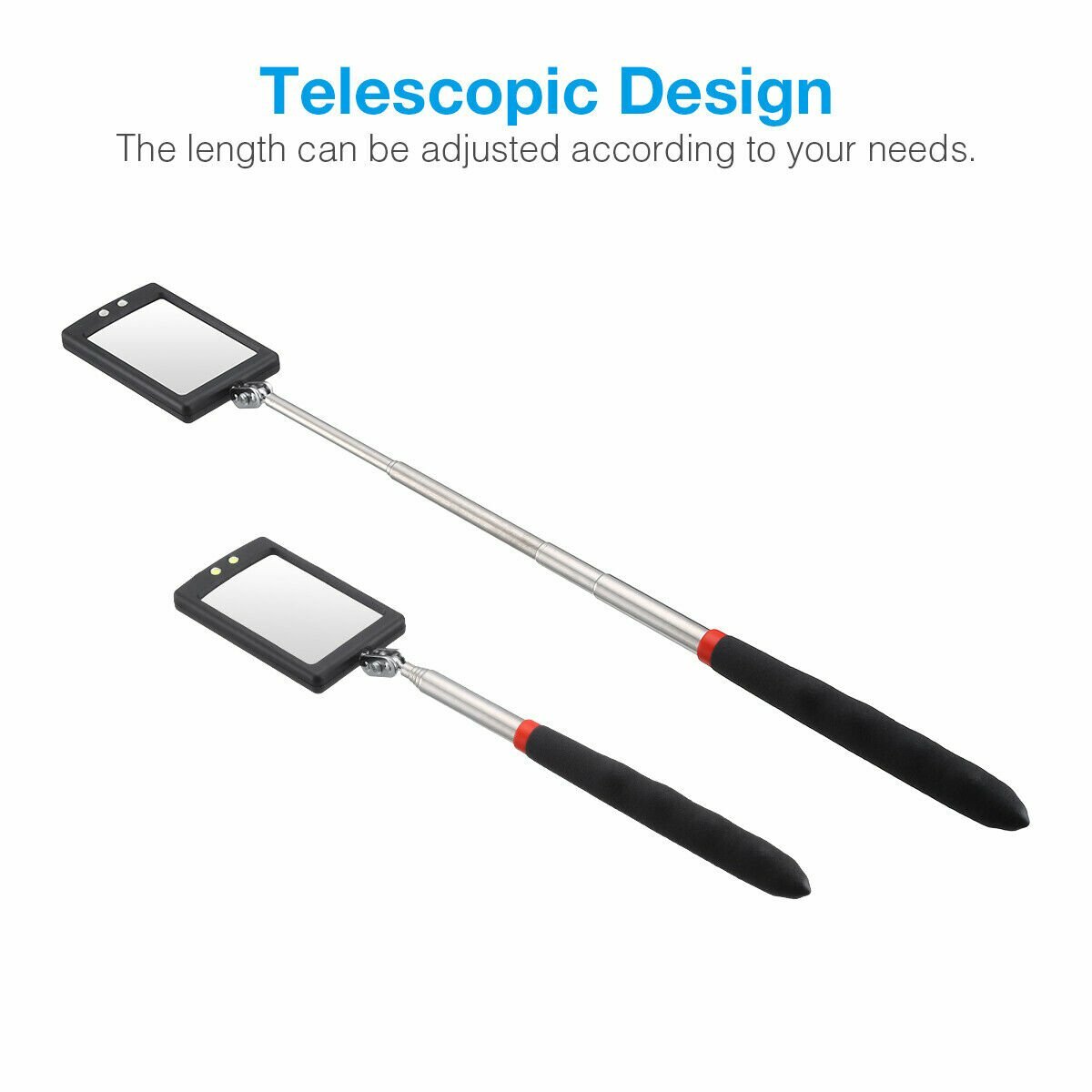 LED Lighted Mechanic Inspection Mirror Telescoping illuminate Swivel ...