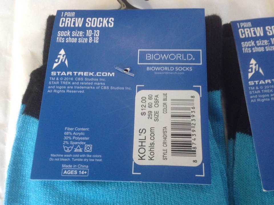 Star Trek 2 Pairs (New) MR SPOCK Socks With Moveable Vulcan Ears ...