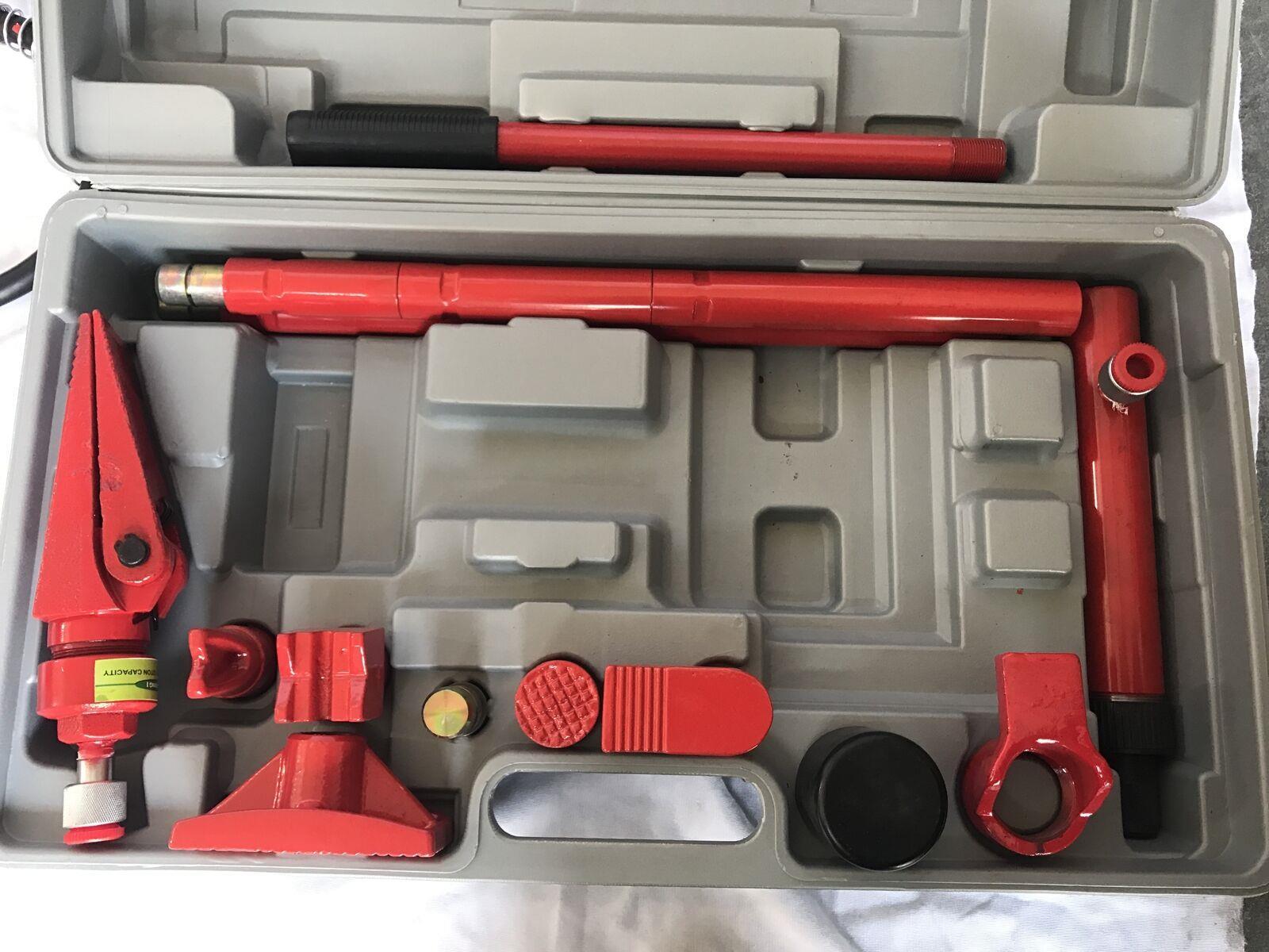 4 TON HYDRAULIC AUTO BODY FRAME TOOLS JACK RAM SHOP SET PORTA POWER ...