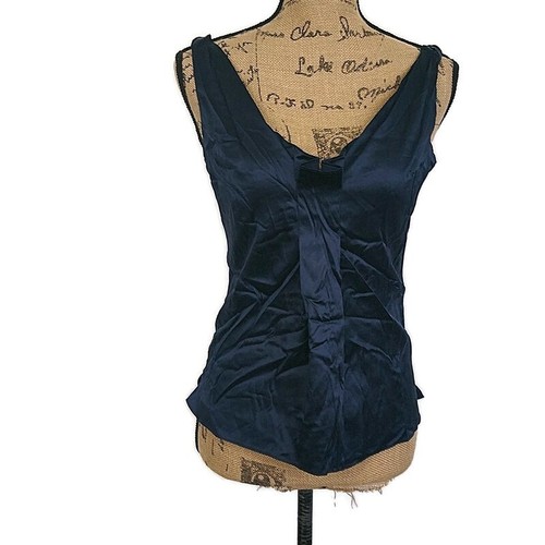 Jon Womens sz 6 Tank Top Blouse 100% Silk Solid Blue V Neck & Back | eBay