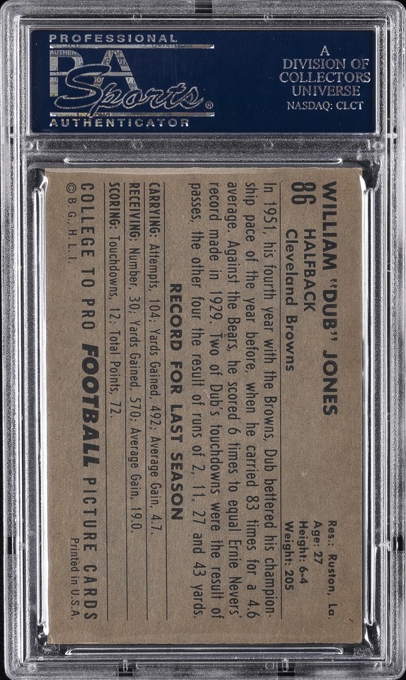 1952 BOWMAN LARGE #86 DUB JONES PSA 5 | eBay