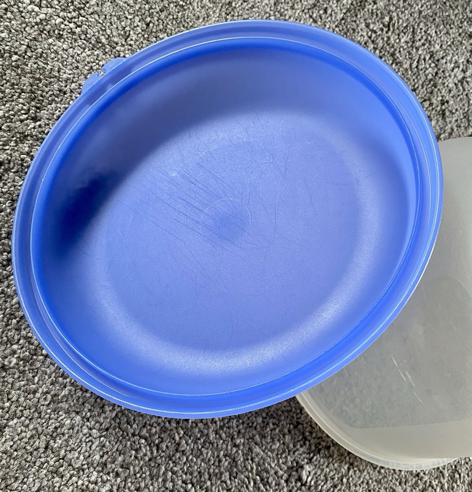 Vintage Tupperware Clear Round Bowl With Domed Blue Lid 2 Litre ...
