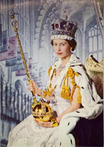 Postcard Queen Elizabeth II Coronation Sovereign's Orb Crown Sceptre ...