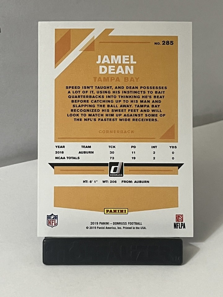 2019 Donruss Blue Press Proof #285 Jamel Dean Rookie Tampa Bay ...