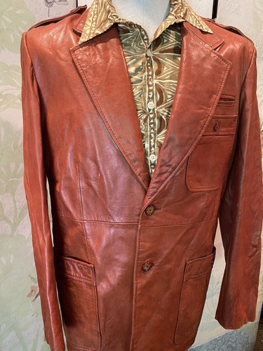 J Riggins Rust Leather Jacket Vintage Guc Stylized Street Disco 80’s ...