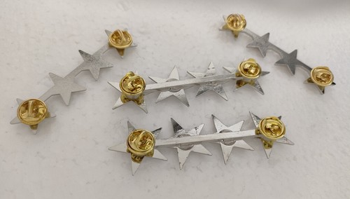 1 PAIR silver US ARMY OFFICER 4 STAR GENERAL RANK PIN METAL BADGE ...
