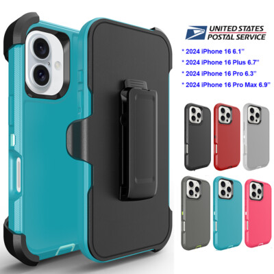 For iPhone 16 Pro Max Plus Case Heavy Duty Shockproof Defender Cover w ...