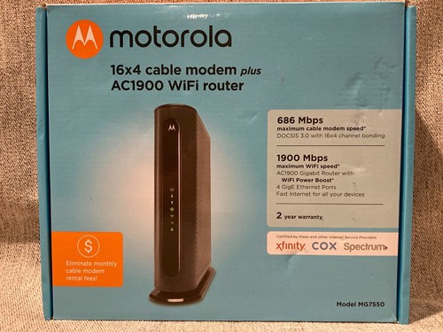 TESTED Motorola 16x4 Cable Modem Plus AC1900 WiFi Router Model MG7550 ...