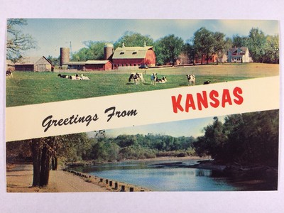 "Greetings From, Kansas" The Wheat State Farm Scene Chrome Postcard ...
